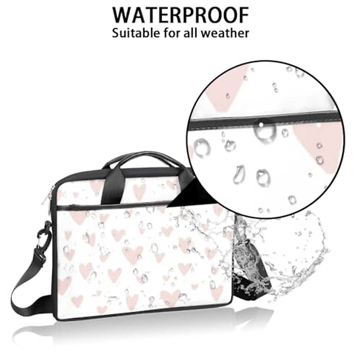 Hearts Love Laptop Computer Bag Waterproof Shoulder Messenger Bag 13-15 inch Durable Laptop Tote Bag with Shoulder Strap Handle Lightweight Crossbody Briefcase