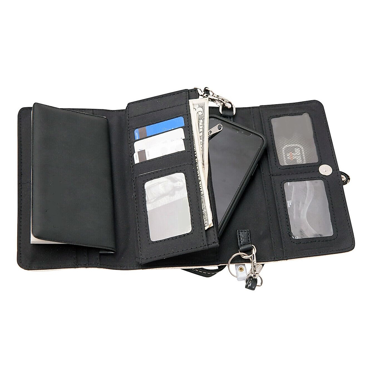 HW Collection Dog Paw Print Women Wallet Wristlet Crossbody Gifts Small Purse Clutch (Black Light Grey Paw)