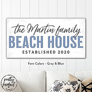 Customizable Beach House Sign, Personalized Beach Condo Wall Art for New Beach Home Gifts, Large Beach Family Established Framed Wall Art 10"x20"