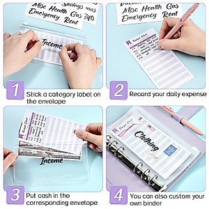 Sooez Budget Binder with Zipper Envelopes & Expense Budget Sheets, Money Organizer for Cash, Cash Envelopes for Budgeting, Savings Binder, Budget Binder with Cash Envelopes,Cash Wallet Envelope System