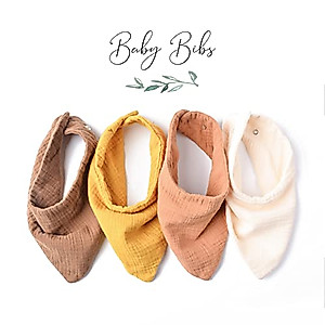 Konssy Muslin Baby Bibs 10 Pack Baby Bandana Drool Bibs 100% Cotton for Unisex Boys Girls, 10 Solid Colors Set for Teething and Drooling