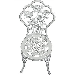 Sunnydaze 3-Piece Flower Designed Bistro Table Set with 2 Chairs, Outdoor Cast Aluminum, White