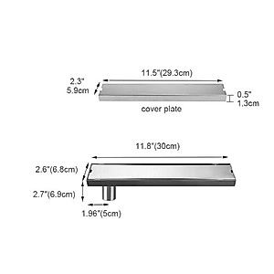 TSHH 12 inch Linear Shower Drain with Plate Cover or Tile Insert,Rectangle Shower Floor Drain Offset Side Outlet Stainless Steel Brushed Finish,11.8x4.3 Inch