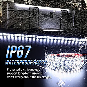 TIPHOPE RV Led Awning Party Light, 16.4FT Camper Led Awning Strip Light Cool White 12V Waterproof RV Exterior Lighting for RV Camper Motorhome Travel Trailer Concession Stands Food Trucks