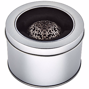 Clockwork Hollow d100 Polyhedral Dice in Protective Case - Giant 45mm Metal 100 Sided Die with Steampunk Gears - Premium Novelty Tabletop RPG Fantasy Accessory Roleplaying Games DND (Ancient Silver)