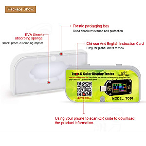 MakerHawk USB Power Meter, TC66 USB Tester Type C USB Voltage Meter and Current Tester, 0.96 Inch IPS Color LCD Display Power Tester Multimeter PD Ammeter Voltmeter QC 2.0 3.0