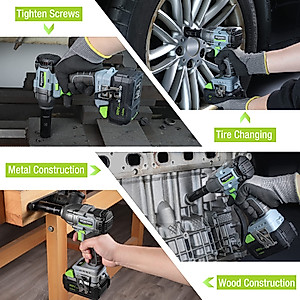 WORKPRO Cordless Impact Wrench 1/2 inch, 20V Brushless Impact Gun, High Torque 370 Ft-Lbs (500N.M), Variable Speeds, with 4.0 Ah Battery, Fast Charger, 4 Impact Sockets and Storage Case