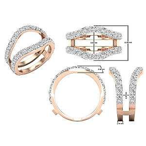 Dazzlingrock Collection 1.75 Carat (ctw) Round Lab Grown Diamond Ladies Wedding Enhancer Guard Double Ring, 10K Rose Gold, Size 6.5