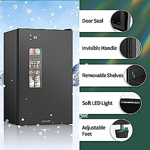 JINJUNYE Beverage Refrigerator and Cooler, 115 Can Beverage Fridge, Cools to 21°F, Mini Fridge Freestanding Beverage for Beverage, Beer Wine, Juice, for Bedroom Bar Office 3 Cu.ft