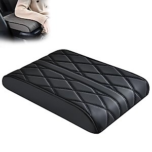 BIPROS Car Center Console Cover, Waterproof Armrest, Napa Leather Car Armrest Box Cushion, Fits Most Vehicles, Large Vehicles, Please Check Size (Black)