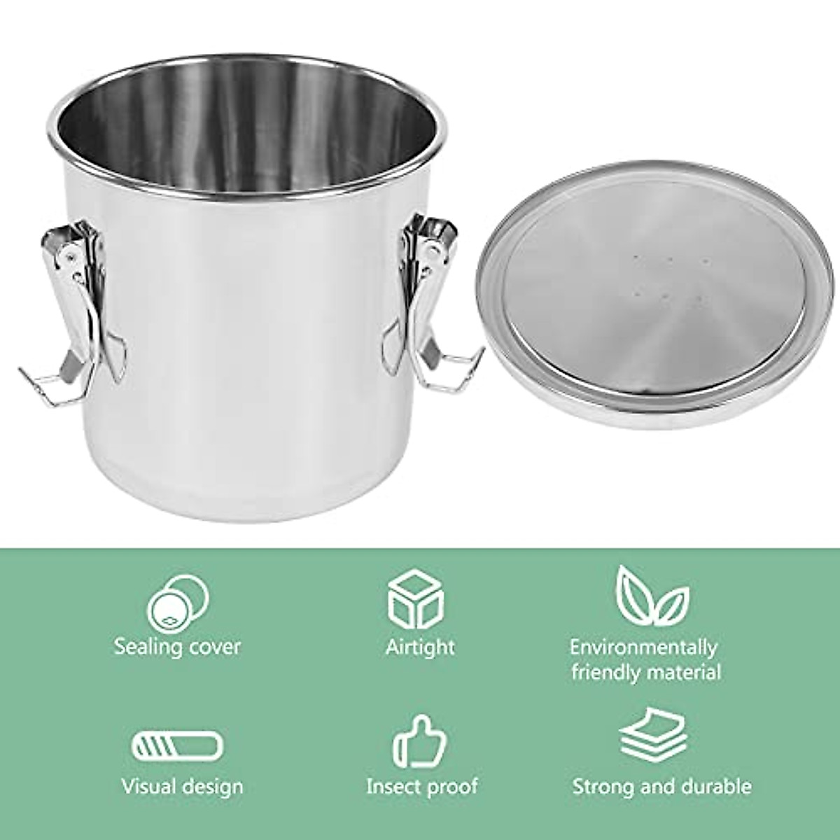 jojofuny Stainless Steel Rice Bucket Grain Storage Bin Rice Dispenser Container Bacon Grease Container Milk Bucket Can for Rice Dry Foods Flour