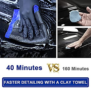 GMISUN Clay Towel, 2 Pack Clay Bar Towel for Car Detailing, Fine Grade Auto Magic Clay Bar Cloth, Scratch-Free and Paint Safe, for Cars Polishing Detailing, Removing Paint Contaminants