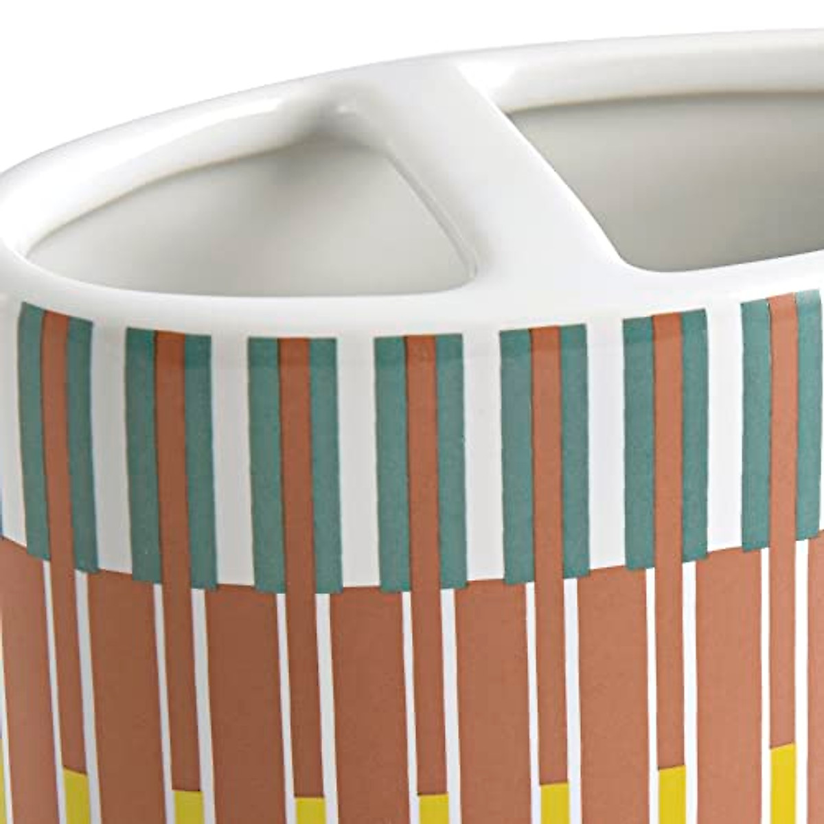 Allure Home Creation Market Stripe 4-Piece Ceramic with Bamboo Bath Accessory Set
