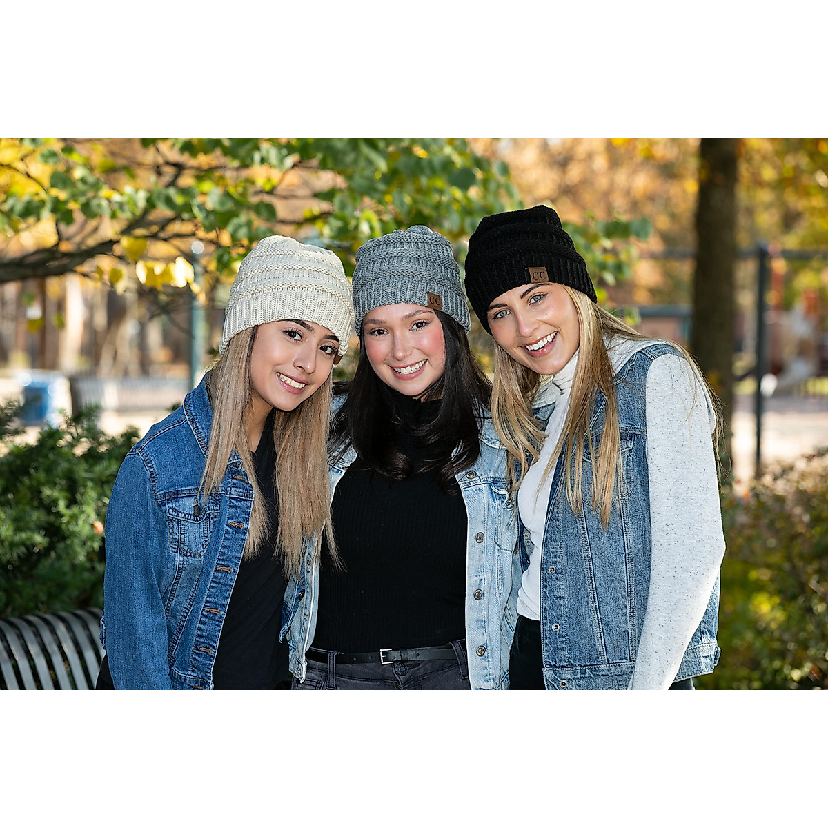 Funky Junque Solid Beanie 3-Pack: Black, H. Grey, Beige