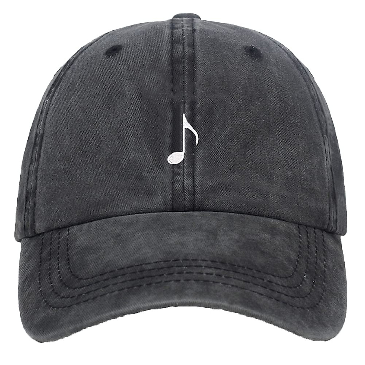 Unisex Music Note Embroidered Cotton Baseball Cap Adjustable Outdoor Cap Casual Dad Hat (Washed Cotton Black)