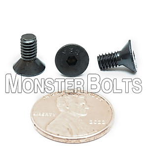 MonsterBolts - #8-32 x 3/8" Flat Head Socket Cap Screws, ASTM F8356, Alloy Steel, Black Oxide, 10 Pack
