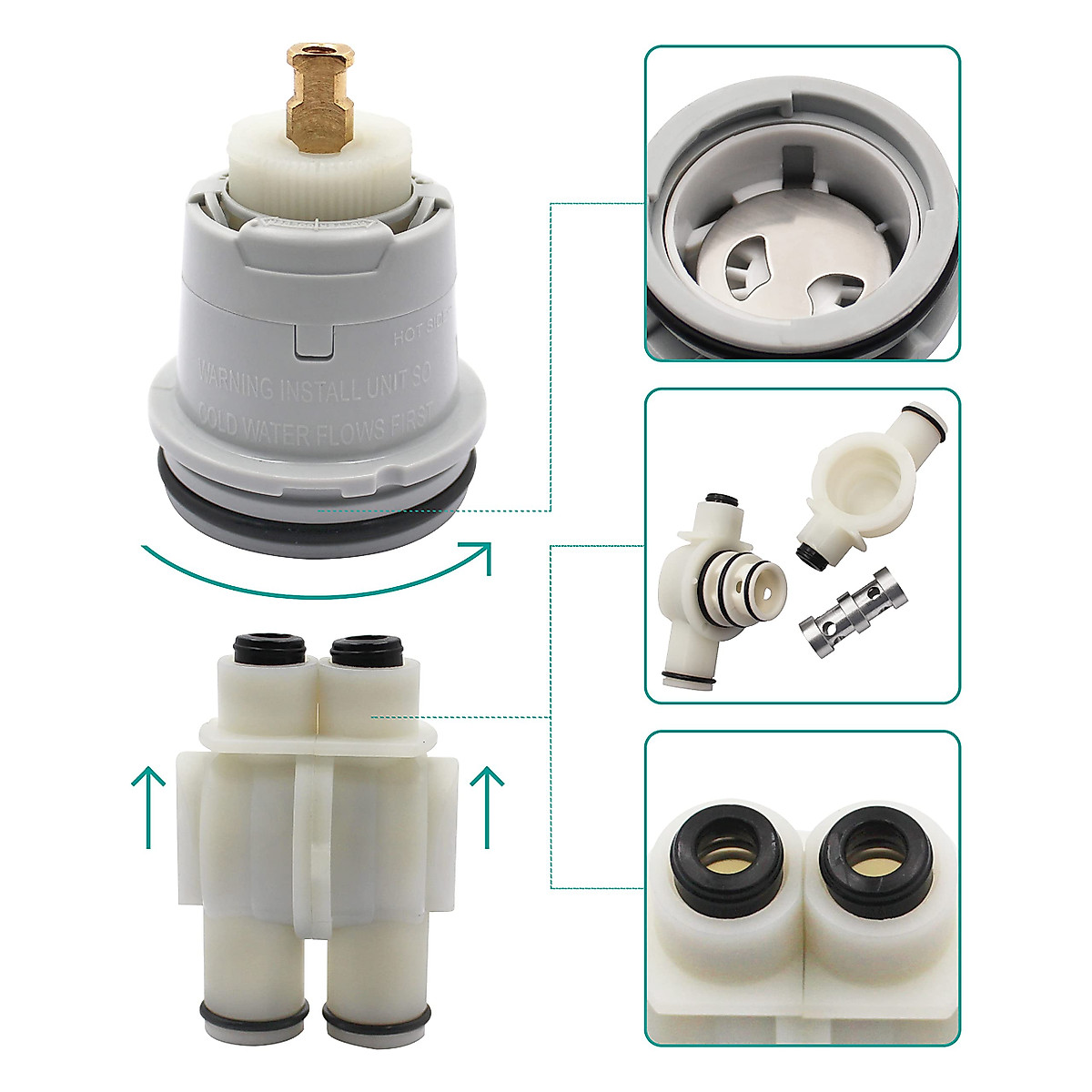RP46074 Valve Cartridge Assembly，Compatible with Delta Tub Showers 13/14 Series, White