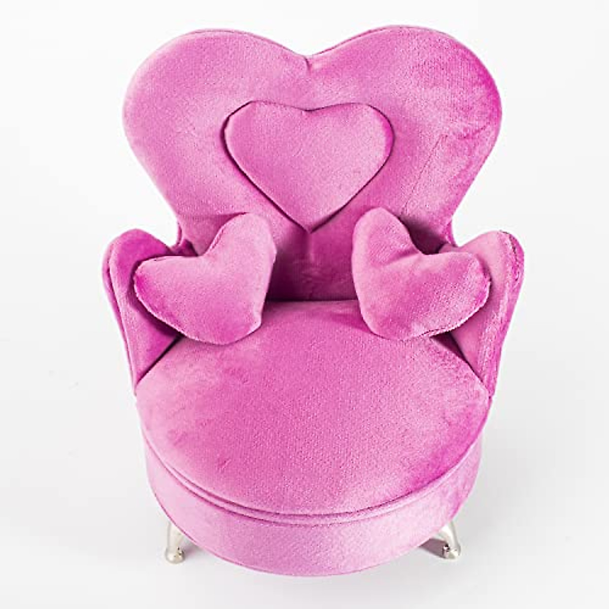 Bbiamsleep 7.5 Inch Openable Rose Pink Sofa Jewelry Box Armchair for Dollhouse Heart Shape Velvet Chair 1/6 Scale Dolls Accessories