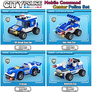 EP EXERCISE N PLAY 1338 Pieces City Police Car Building Sets, Police Station Truck Toy Blocks Set with Prison Helicopter Cop Car Boat for Boys and Kids Aged 6-12