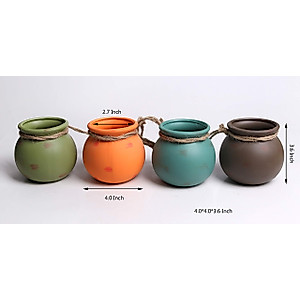 4PCS 4.0 Inch Hanging Succulent Planters Dangling Ceramic Pot Wall or Ceiling Mount Hanging Ceramic Plant Pot Hanging Planter Hanging Pendant Hanging Basket Succulent Planter/Succulent Cactus/