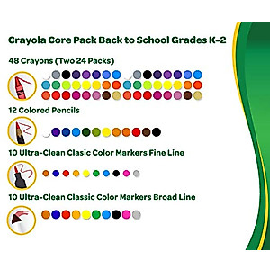 Crayola Back To School Supplies for Girls & Boys, Crayons, Markers & Colored Pencils, Gifts, 80 Pieces [Amazon Exclusive]