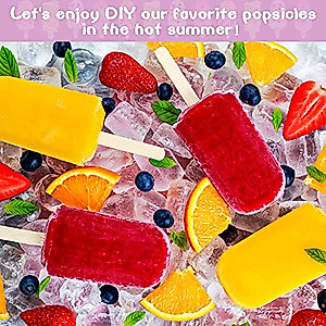 300 Pieces Ice Lolly Sticks and Bags Set, 200 Pieces Clear Ice Lolly Plastic Bags Ice Lolly Self-adhesive Plastic Bags and 100 Pieces Ice Lolly Sticks, 4.49 Inch, 8.27 x 3.15 Inch