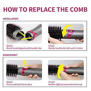 Upgraded Hair Dryer Brush Hair Style Dryer, Anion Electric Curling Iron,3 Gear Adjustable Temperature, 5 Styling Head,Pink,Lyrzzey