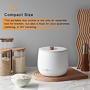 1.6L Mini Rice Cooker, 5 Cups Uncooked Travel Rice Cooker, Suitable for 1-2 people, Multi-cooker for White Rice, Brown Rice, Congee and Soup