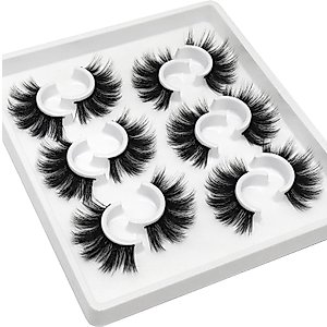 Losha Lashes 6 Pairs Fluffy False Eyelashes for Women 20mm Long Dramatic Faux Mink Strip 5D Lashes Pack for Gorgeous Makeup