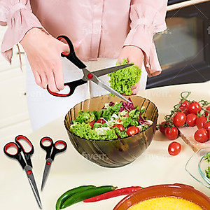 Scissors All Purpose Heavy Duty Pack of 3 – Ultra Sharp Stainless Steel Craft Scissors – Ergonomic Handle Office Scissors with Comfortable Non-Slip Grip – Adult Scissors for Sewing, Arts, Crafts