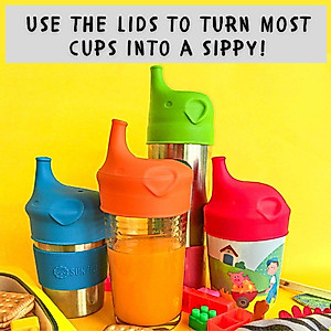SunZio Sippy Cups for Toddlers and Kids, Stainless Steel Sippy Cup with Straw with Silicone Lids, BPA Free, Plastic Free, Break Proof Easy To Grip Soft Spout Cup for Babies, 10 oz, 4 Pack