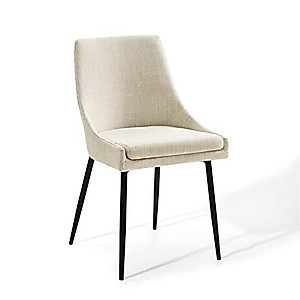 Modway Viscount Upholstered Fabric Dining Chairs - Set of 2, Black Beige