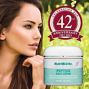 NutriBiotic – Peptide Face Creme with GSE, 2 Oz | Ultra-Hydrating | Collagen Synthesis Support | with Botanical Extracts & Oils & Vitamin E | Natural Fragrance & Paraben Free