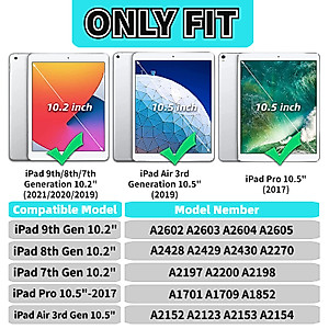 RTOBX Kids Case for iPad 10.2 & 10.5, iPad 9th/8th/7th Generation 10.2" 2021 2020 2019 Case with Screen Protector, iPad Air 3rd Gen/Pro 10.5 inch Protective Cover with Handle Stand, Cyan&Red