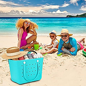 MYHOZEE Beach Bag Tote Swim Bag Women,Rubber Beach Tote Bags With Hole Waterproof Washable Durable Open Handbag for Beach Pool Boat Sports,Green