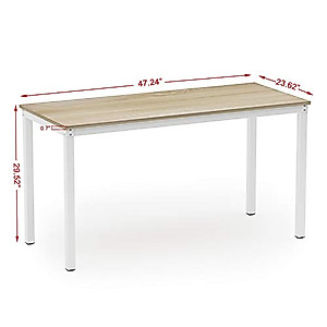 Teraves Computer Desk/Dining Table Office Desk Sturdy Writing Workstation for Home Office (47.24”, Beige + White Frame)