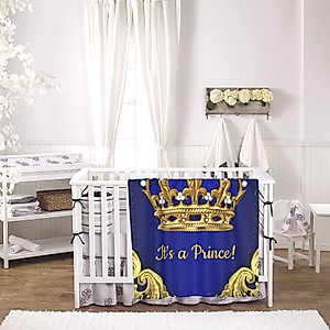 ANEWNICE Lingtoolator oyal Blue Gold Prince Crown Baby Blanket Super Soft 30 X 40 Inch, Receiving Blankets (Royal Blue Gold Prince Crown)