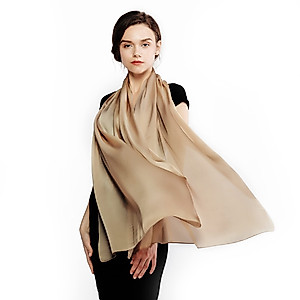 RIIQIICHY Women Shawls and Wraps for Evening Dresses Like Chiffon Camel Silk Scarf Formal Silky Pashmina Shawls for Weddings