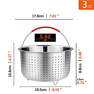 REDANT Steamer Basket for Instant Pot Accessories 3 qt, Pot Strainer Steamer for cooking, Steam Basket Stainless Steel Steamer Insert for Vegetables, Egg, Pasta (Free 2 Pcs silicone gloves), 3 Quart