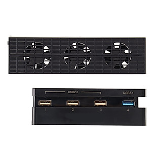 for PS4 Slim Cooling Fan with hub, Game Console Automatic Intelligent Cooling Fan & 4 Port USB Hub for PS4 Slim Gaming Console Host