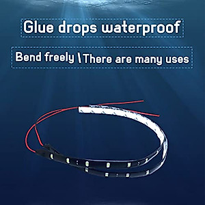 Car LED Strip Light, DC 12V Waterproof Light Strip for Cars, 6PCS 15 SMD Cuttable Connectable Car Underglow Decoration, Led Interior Exterior Lights Strip for Bedroom Mirror Kitchen (Red)