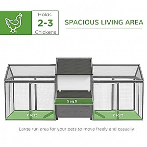 PawHut 100" Chicken Coop Wooden Chicken House Large Rabbit Hutch Poultry Cage Hen Pen Backyard with Double Run, Nesting Box