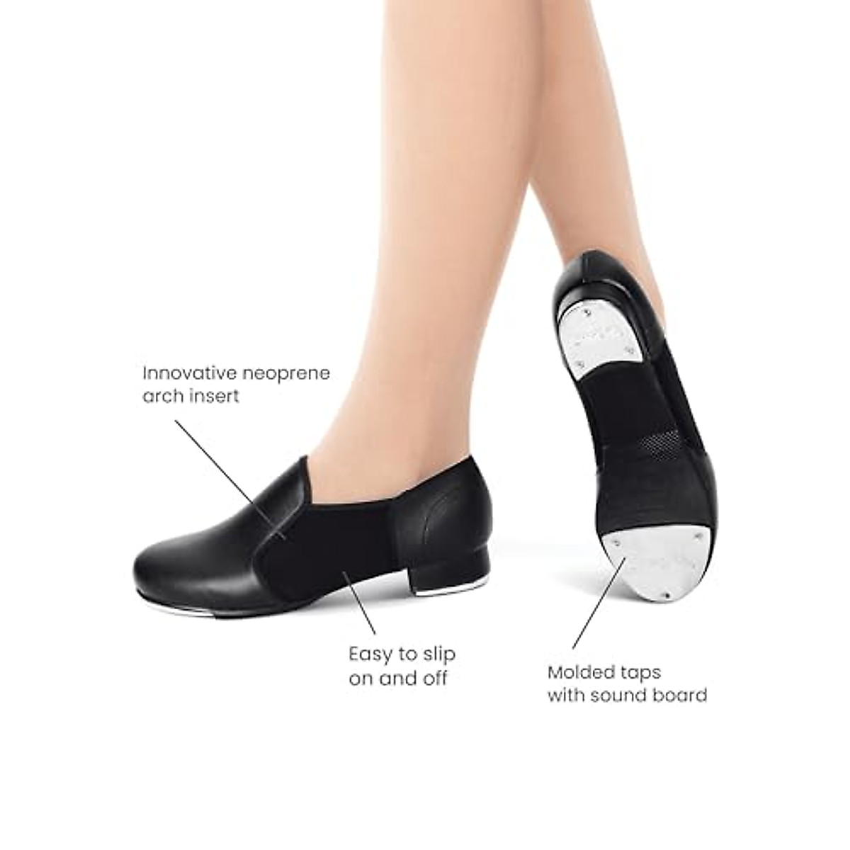 Theatricals Adult Slip On Tap Shoes Black 08.0 T9100