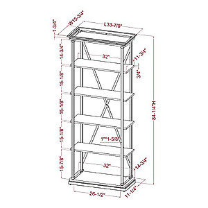 BOWERY HILL Industrial Metal 33-Inch Bookcase in Antique Gray