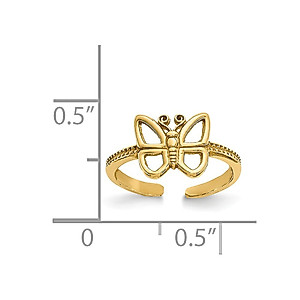 BillyTheTree Jewelry 14K Yellow Gold Cutout Wing Design Butterfly Toe Ring