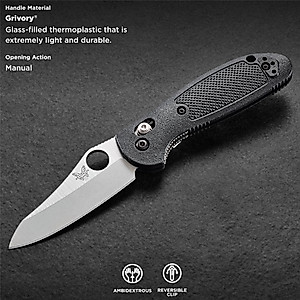 Benchmade - Mini Griptilian 555-S30V Outdoor Knife with Black Handle (555-S30V)