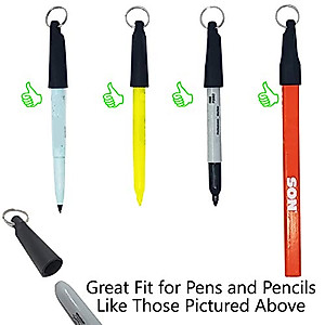 2 Pack - Retractable Pen Reel for Thick Markers & Carpenter Pencils - Carabiner Clip for Apron, Belt Loop or Bag Strap - Great Gift for Baristas, by Reel-N-Rite (Black)