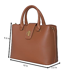 Alexis Bendel Women’s Saffiano Leather Triple Entry Top Handle Satchel Handbag W/Optional Crossbody Strap