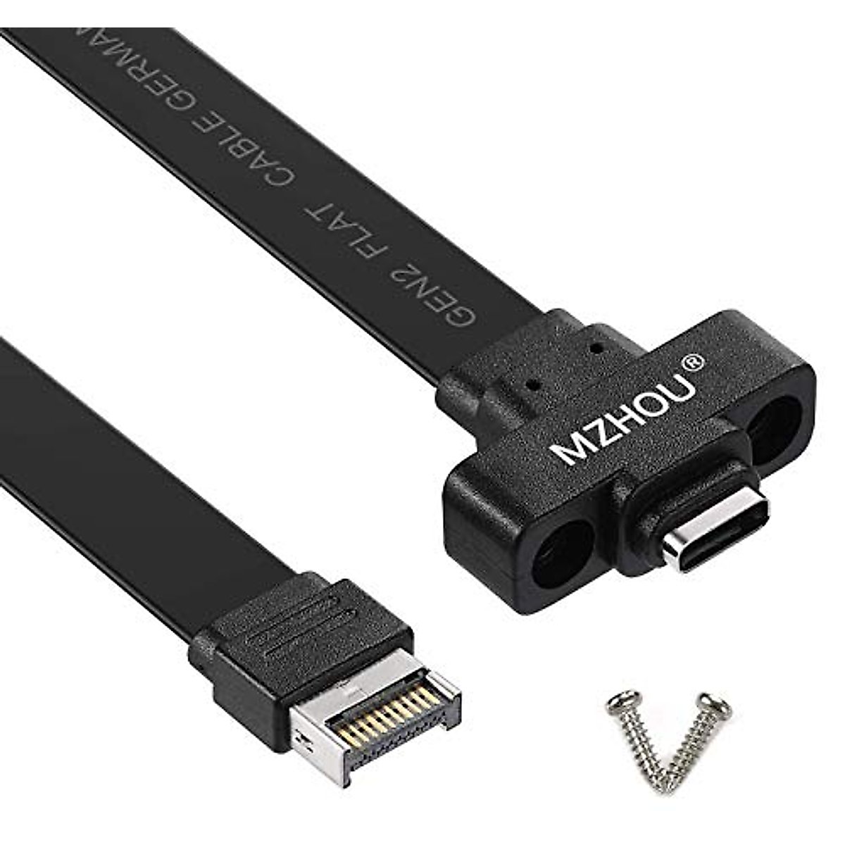 MZHOU USB 3.1 Type C Front Panel Header Extension Cable 57 cm, USB 3.1 Type E to USB 3.1 Type C Cable,Gen 2,Speed up to 10 Gbps Internal Adapter Cable,with Mount Screw (22.5 in)