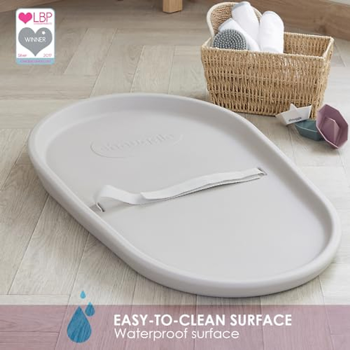 Shnuggle Squishy Changing Mat - Baby Changing Diaper Pad, Wipeable Easy-to-Clean Nappy Station, Warm-to-Touch Surface, Non-Slip Base, No Covers Needed - Grey